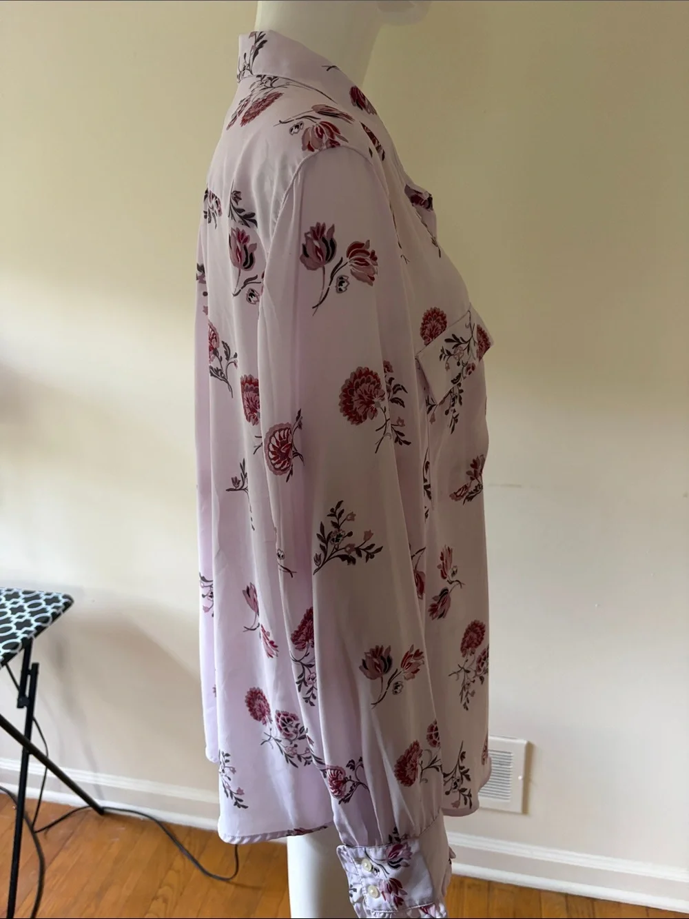 LOFT | Tops | Loft Lilac Floral Print Buttonfront Blouse Wrinkle Free ...
